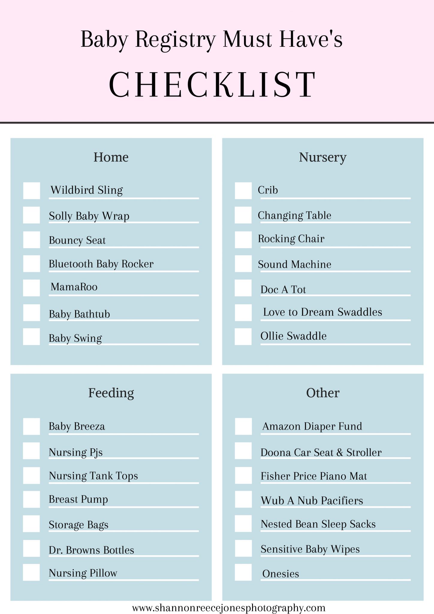 Baby Registry Checklist | Shannon Reece Jones Photography